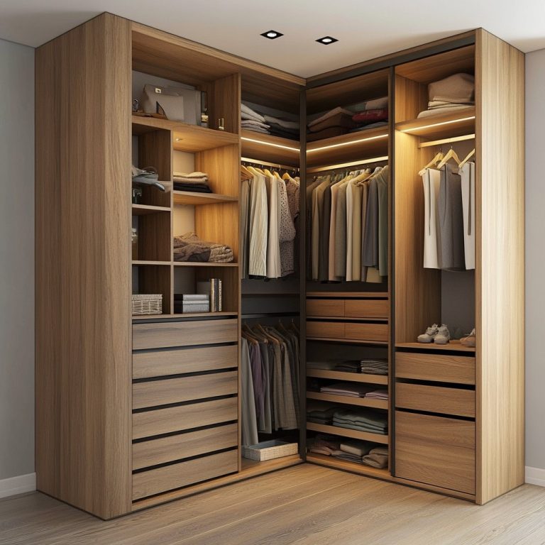 Modern Corner L Shaped Wardrobe Design Ideas for Bedrooms