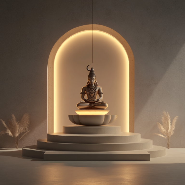Stylish modern mandir design for home with elegant pooja unit setup