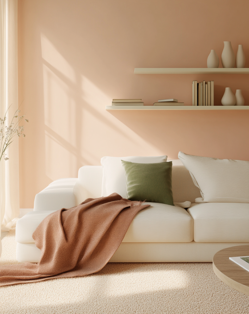 Peach colour combination ideas with matching shades for stylish wall paint
