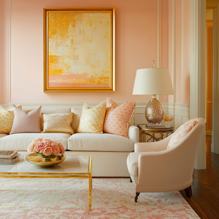 Peach colour combination ideas with matching shades for stylish wall paint