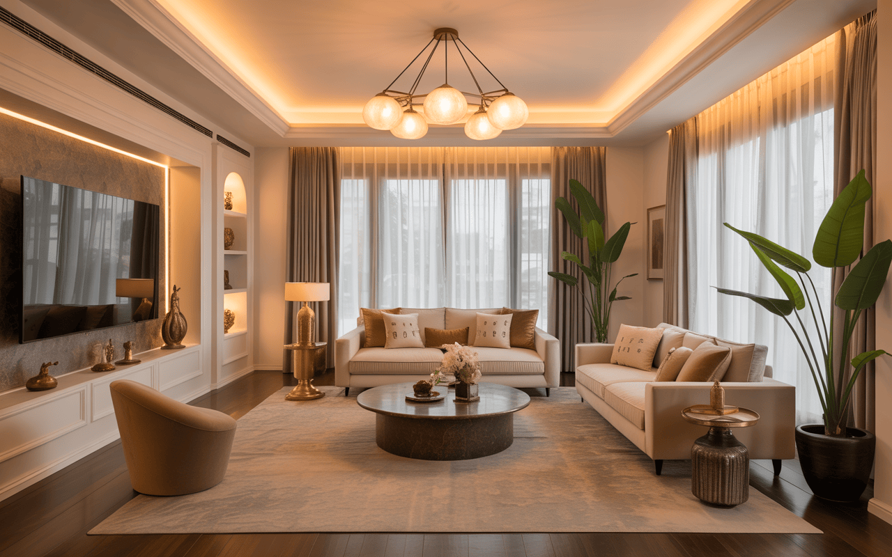 POP Design for Living Room with Modern Ceiling & Wall Ideas