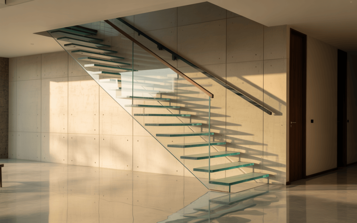 Glass Staircase Design for Modern Space-Saving Indian Homes