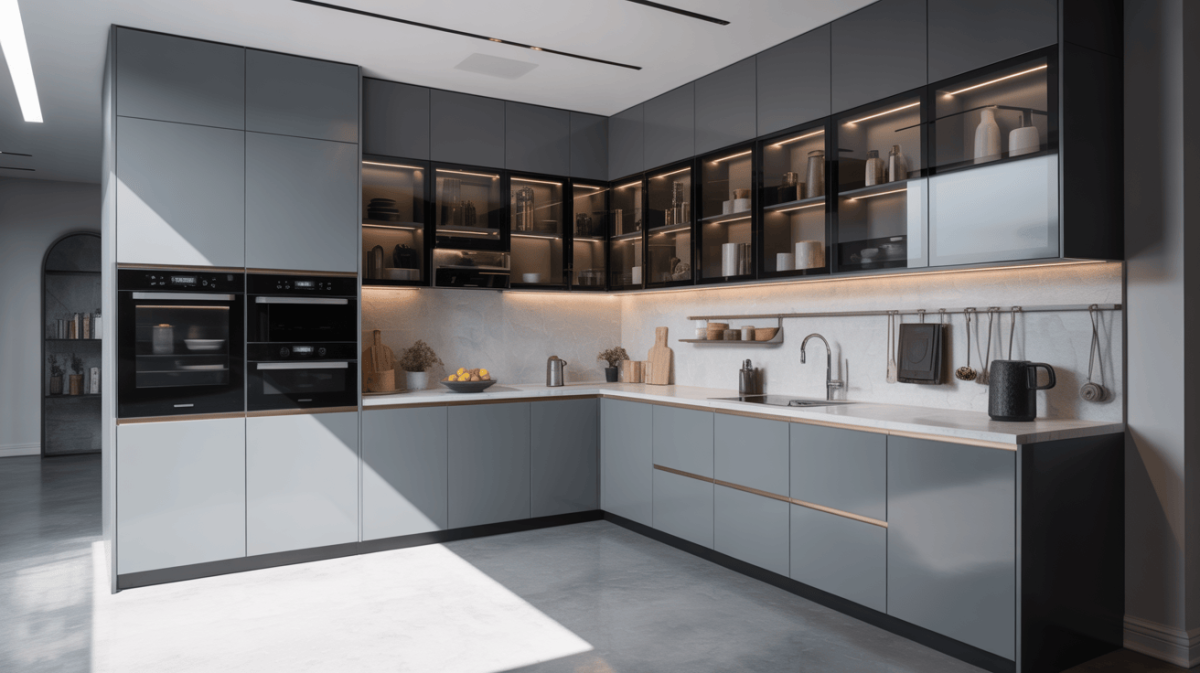 Smart l shaped kitchen cabinets with efficient cabinet layout ideas for ...